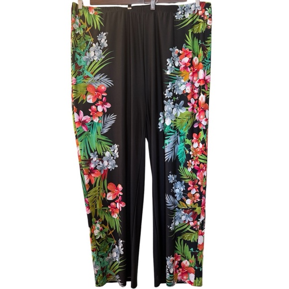 violet b. | Pants & Jumpsuits | Violet B Floral Tropical Print Black ...
